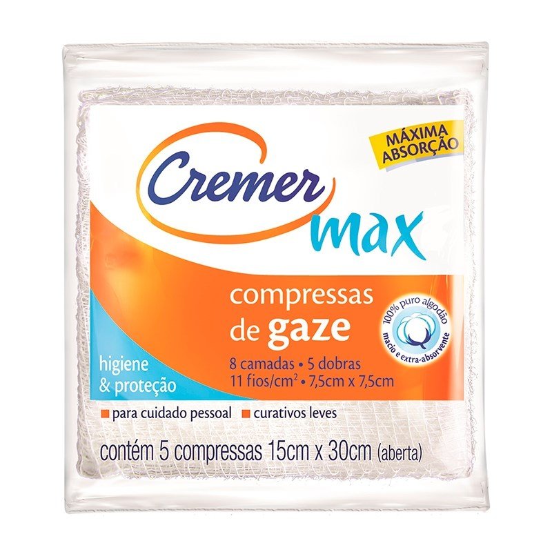 Compressa De Gaze Cremer 7,5X7,5 Com 5 Unidades - Lojas Rede