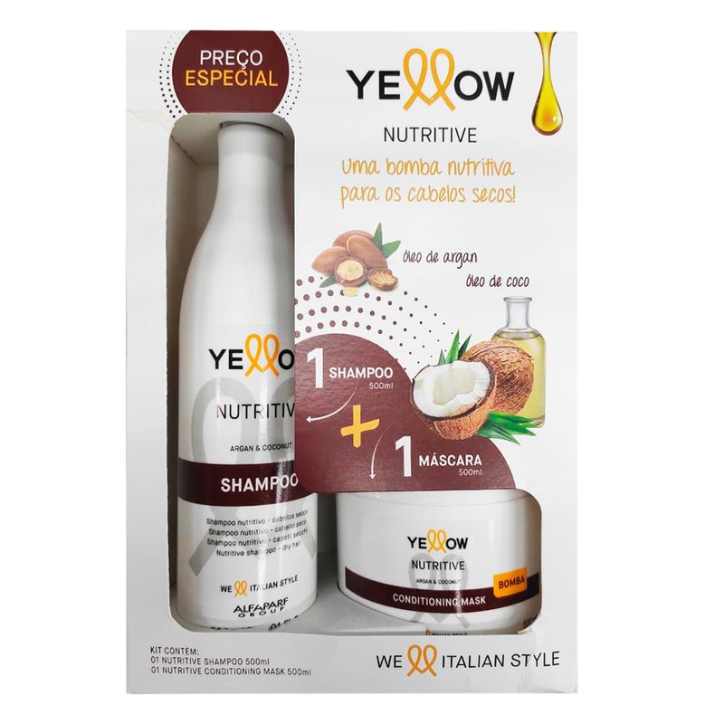 Kit Yellow Nutritive Shampoo 500ml + Máscara 500ml - Lojas Rede