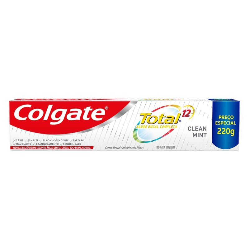 Creme Dental Colgate Total 12 Clean Mint 220g - Lojas Rede