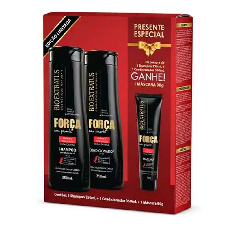 Kit Bio Extratus Força Com Pimenta Shampoo + Condicionador 350ml ...