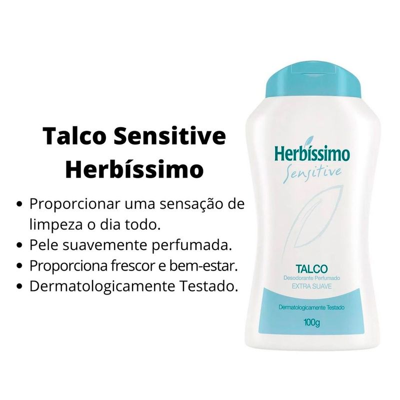Talco Desodorante Herbíssimo Sensitive 100g - Lojas Rede