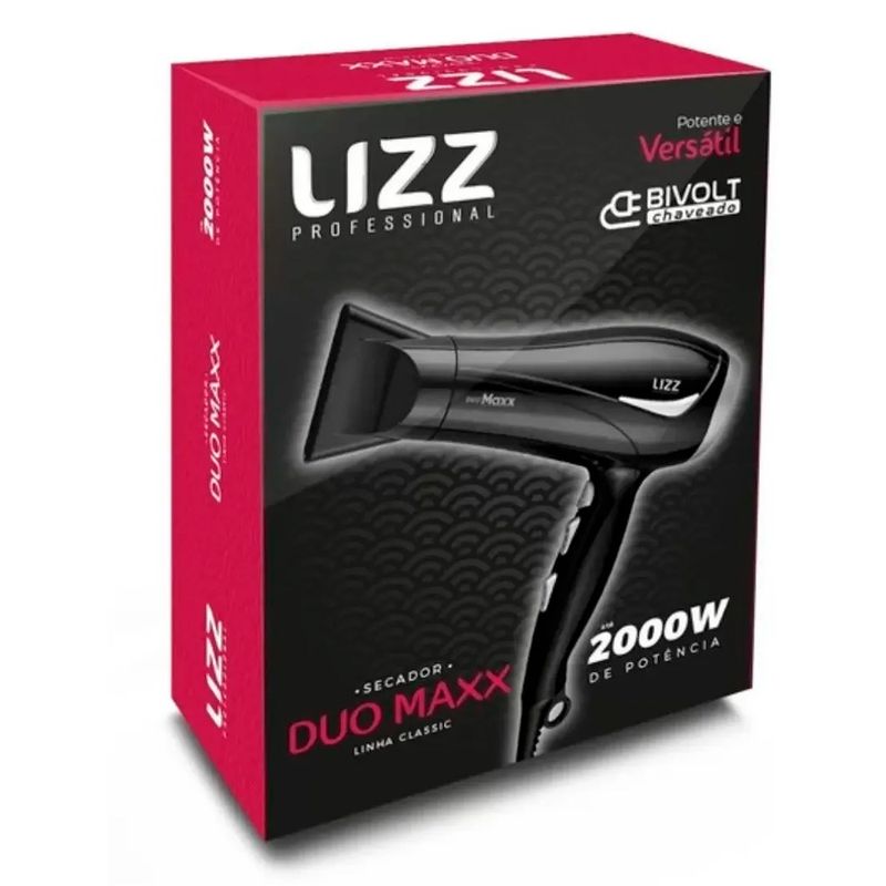 Secador Lizz Duo Maxx Preto 2000W Bivolt - Lojas Rede