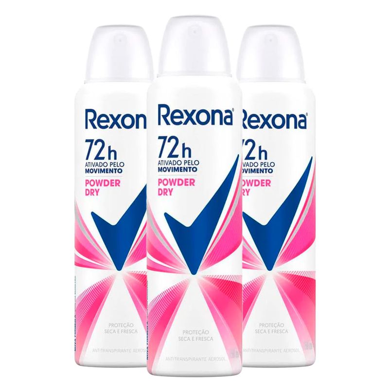 Kit Desodorante Aerosol Rexona Powder Dry 150ml - 3 Unidades - Lojas Rede