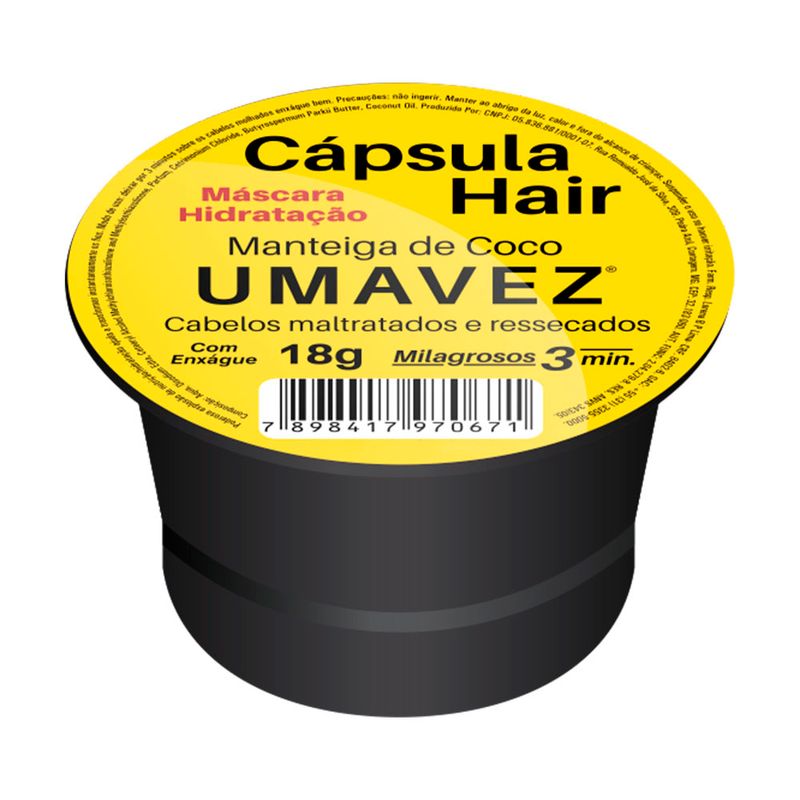 Capsula Hair Hidratante Uma Vez Manteiga De Coco 18g - Lojas Rede