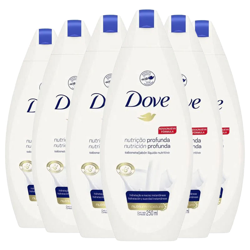 Kit Sabonete Líquido Dove Nutrição Profunda 250ml 6 Unidades - Lojas Rede