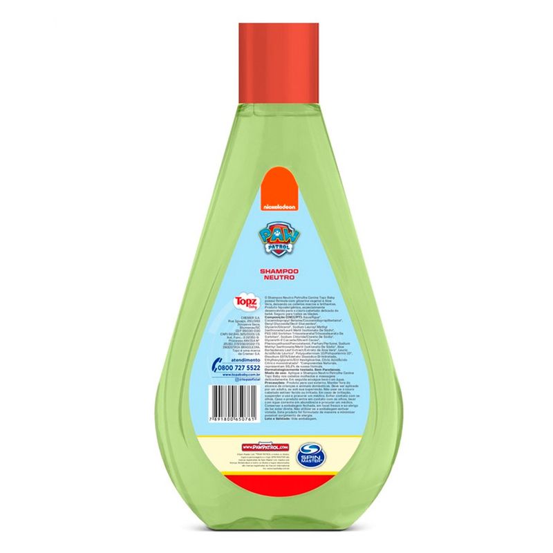 Shampoo Infantil Topz Baby Patrulha Canina Neutro 400ml - Lojas Rede
