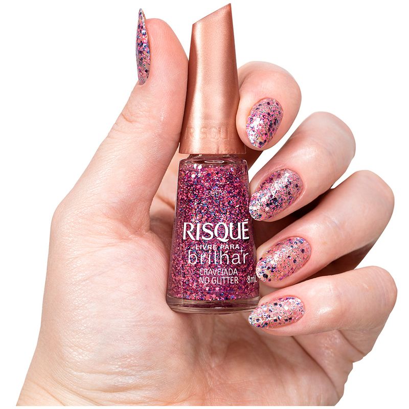 Esmalte Risqué Livre Para Brilhar Cravejada Glitter - Lojas Rede