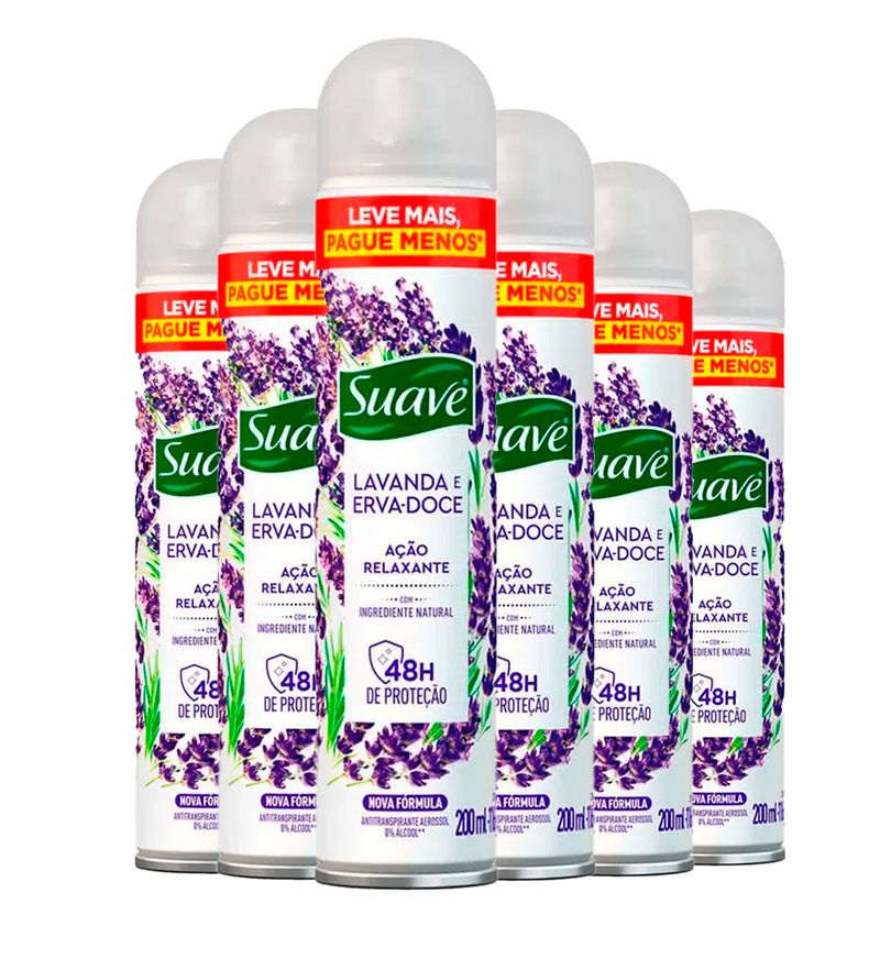 Kit Desodorante Antitranspirante Suave Lavanda e Erva Doce 200ml C/6 ...