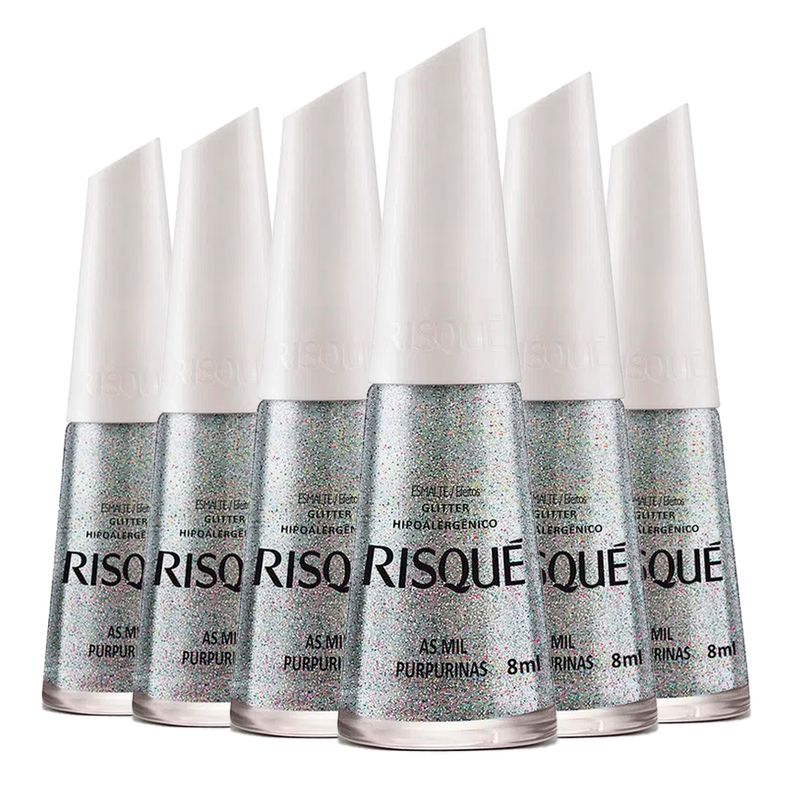 Kit Esmalte Risqué Glitter As Mil Purpurinas 8ml - 6 unidades - Lojas Rede