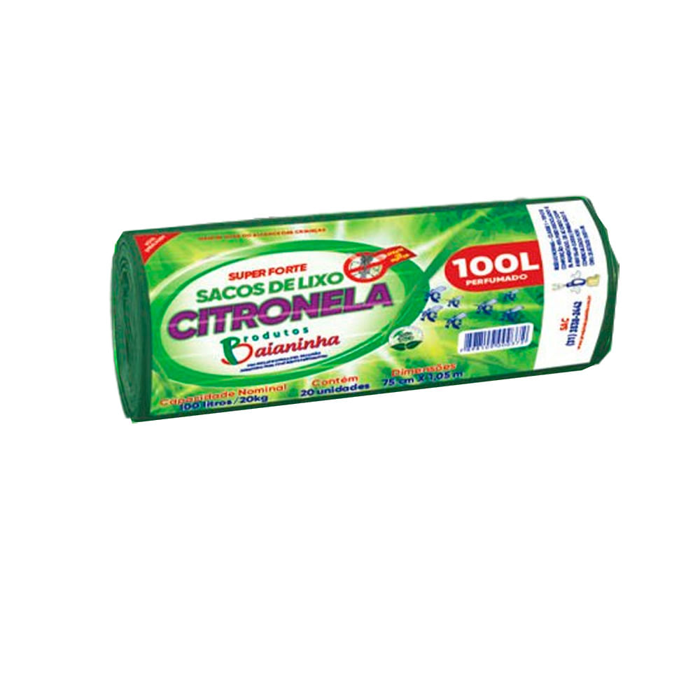 Saco Para Lixo Rolo Baianinha Citronela 100L - Lojas Rede Saco Para Lixo Rolo Baianinha Citronela 100L - Lojas Rede