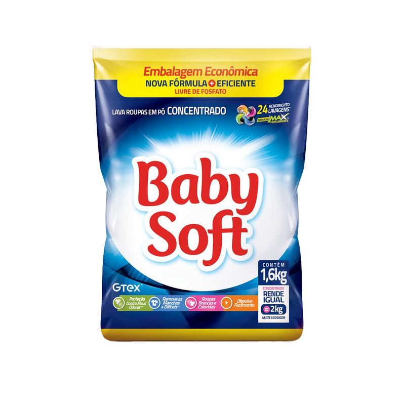 Sabão Em Pó Baby Soft Concentrado Refil 1.6Kg - Lojas Rede