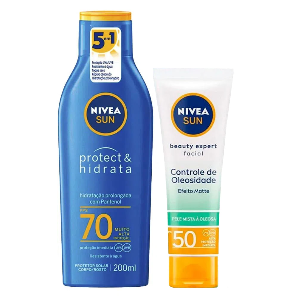 Kit Protetor Solar Nivea Sun FPS70 200ml + Protetor Facial 50g - Lojas Rede