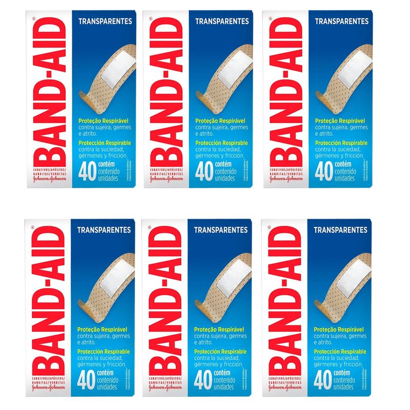 Kit 6 Band-Aid Johnson's Transparente Com 40 Unidades - Lojas Rede