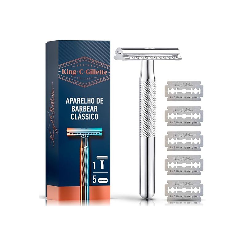 Kit Aparelho De Barbear King C Gillete Clássico + 5 Lâminas - Lojas Rede