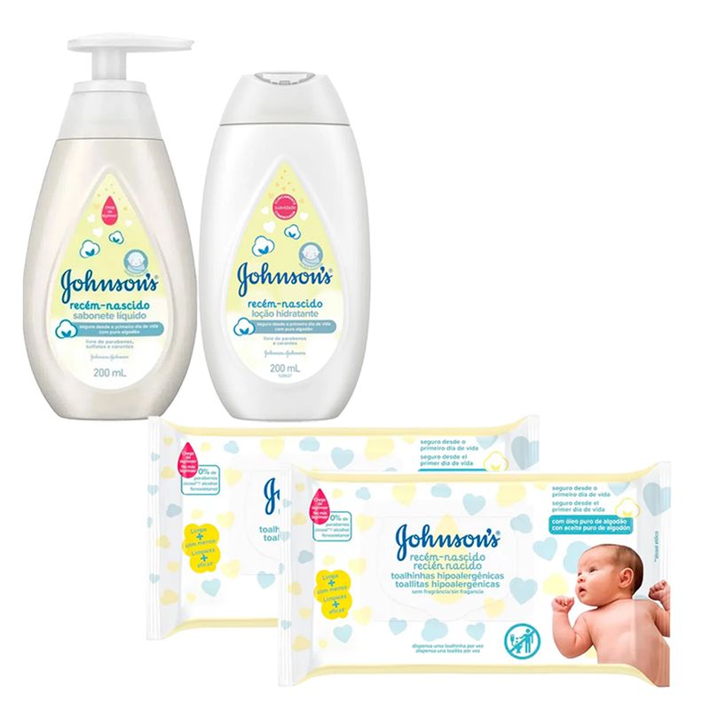 Kit Johnson's Baby Recém Nascido - 4 Produtos - Lojas Rede