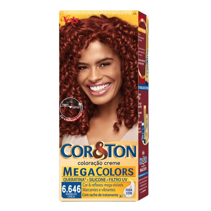 Tintura Creme Cor & Ton Megacolors Vermelho Cereja 6.646 - Lojas Rede