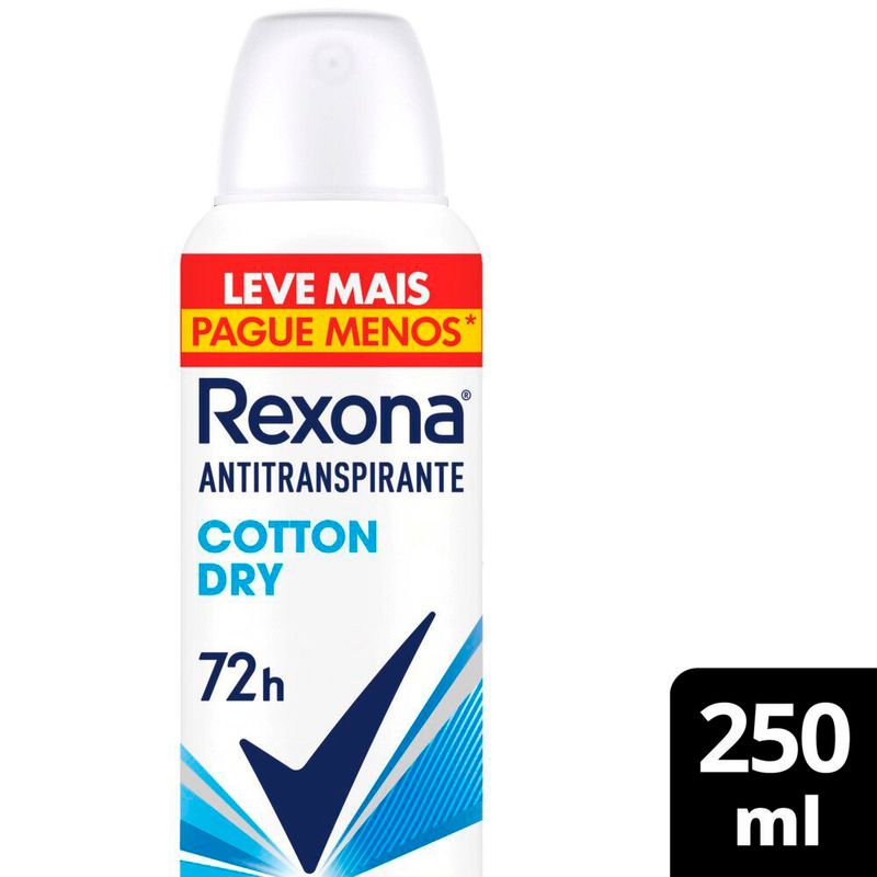 Desodorante Aerosol Rexona Cotton Dry Azul 250ml - Lojas Rede