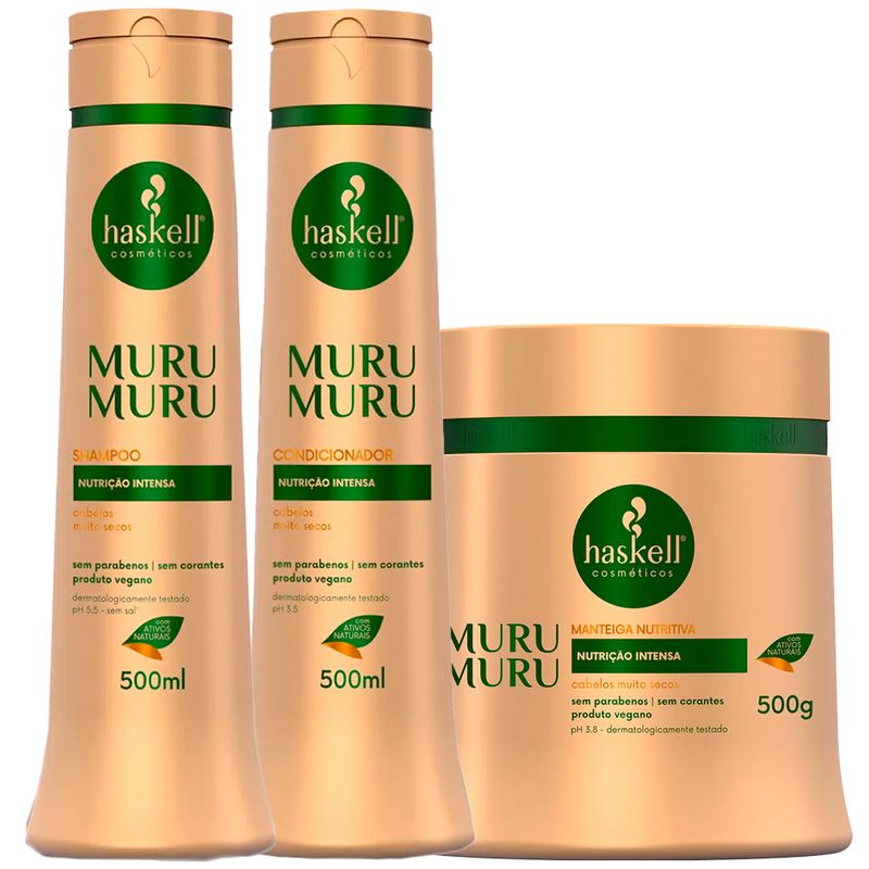 Kit Shampoo + Condicionador + Máscara Haskell Murumuru 500ml - Lojas Rede