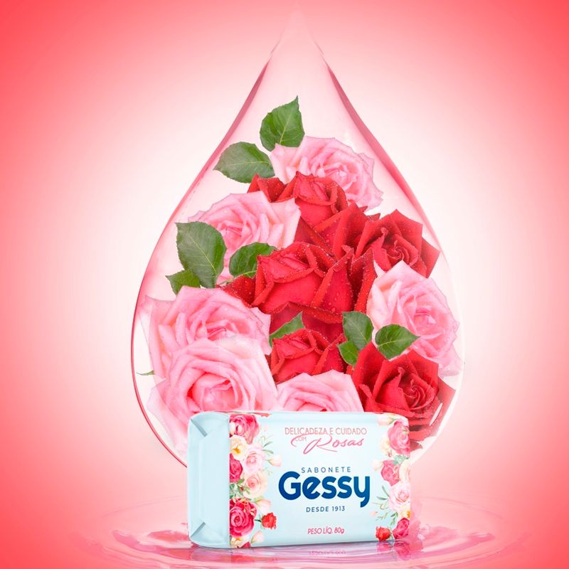 Sabonete Em Barra Gessy Delicadeza E Cuidado Com Rosas 80g - Lojas Rede