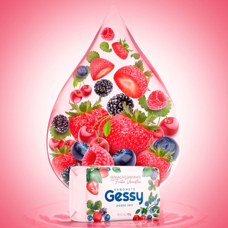Sabonete Em Barra Gessy Sensação Radiante Frutas Vermelhas 80g - Lojas Rede