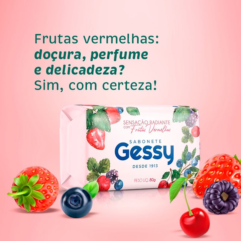 Sabonete Em Barra Gessy Sensação Radiante Frutas Vermelhas 80g - Lojas Rede