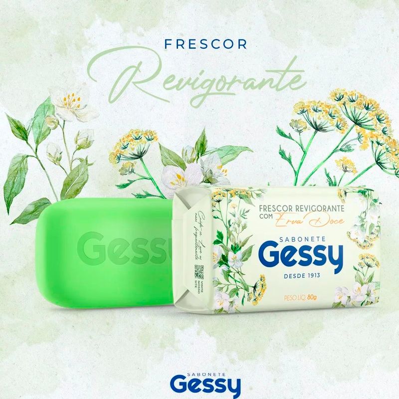 Sabonete Em Barra Gessy Frescor Revigorante Erva Doce 80g - Lojas Rede