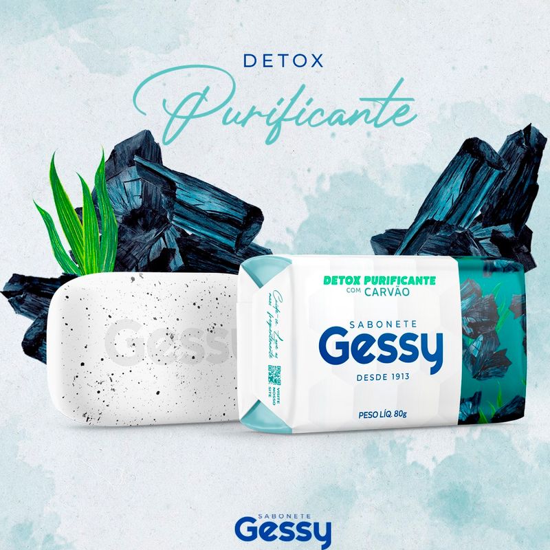 Sabonete Em Barra Gessy Detox Purificante Carvão 80g - Lojas Rede