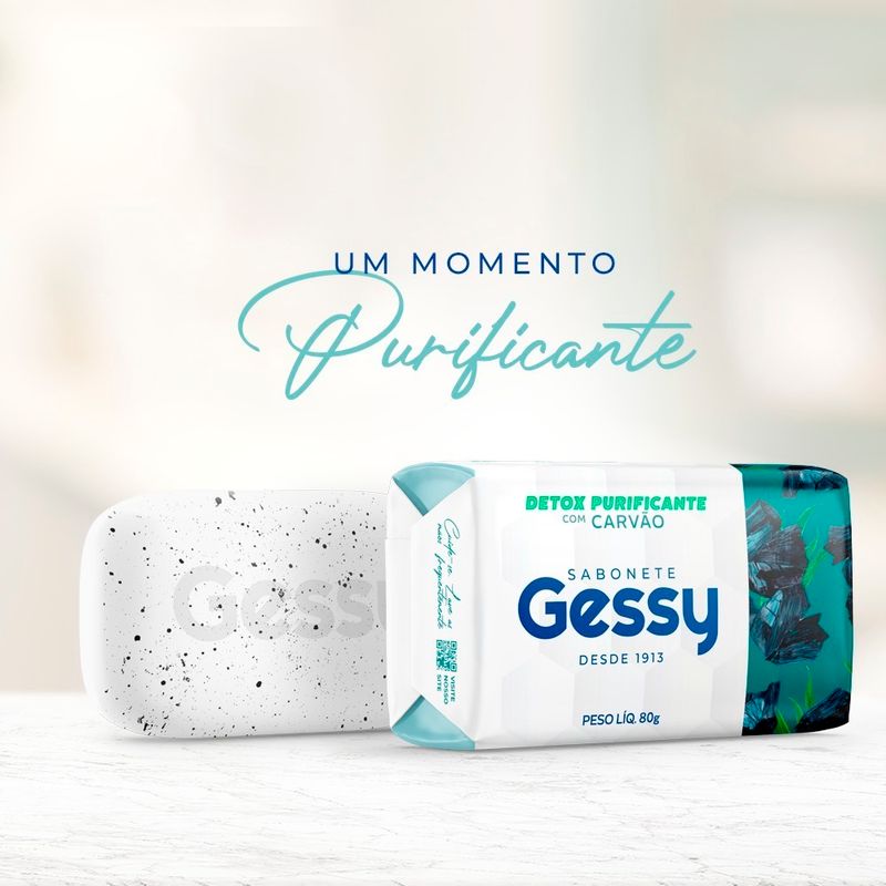 Sabonete Em Barra Gessy Detox Purificante Carvão 80g - Lojas Rede