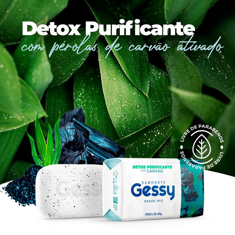 Sabonete Em Barra Gessy Detox Purificante Carvão 80g - Lojas Rede