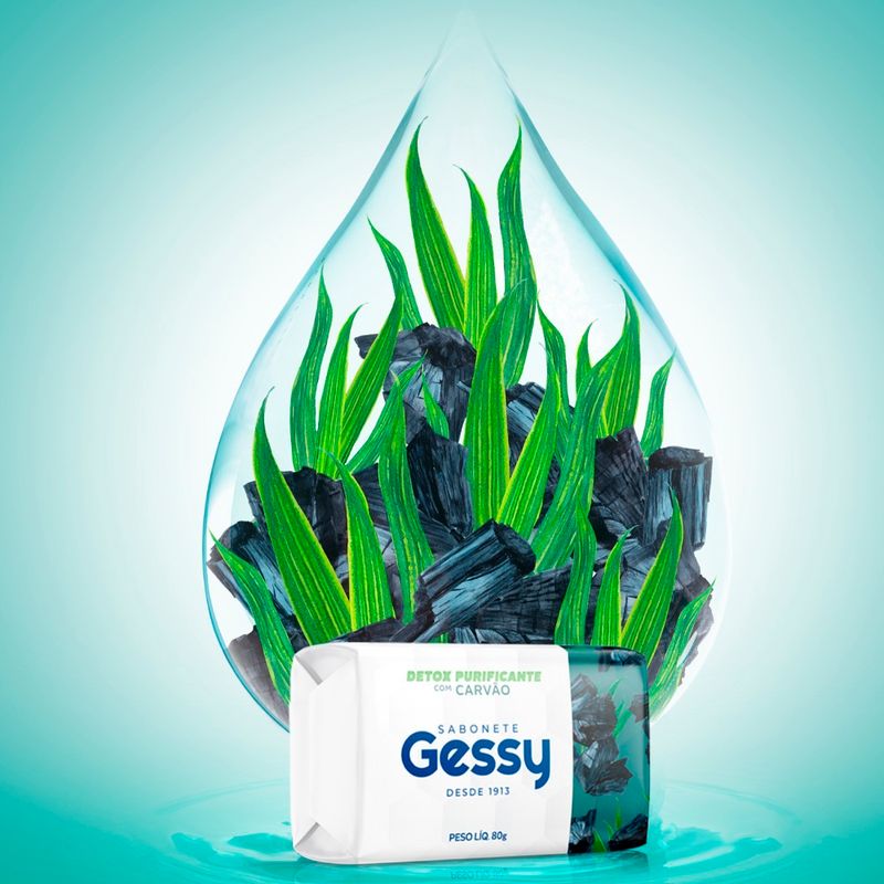 Sabonete Em Barra Gessy Detox Purificante Carvão 80g - Lojas Rede
