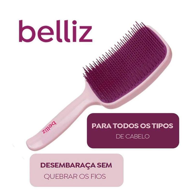 Escova De Cabelo Belliz Flex Raquete Rosa - Lojas Rede