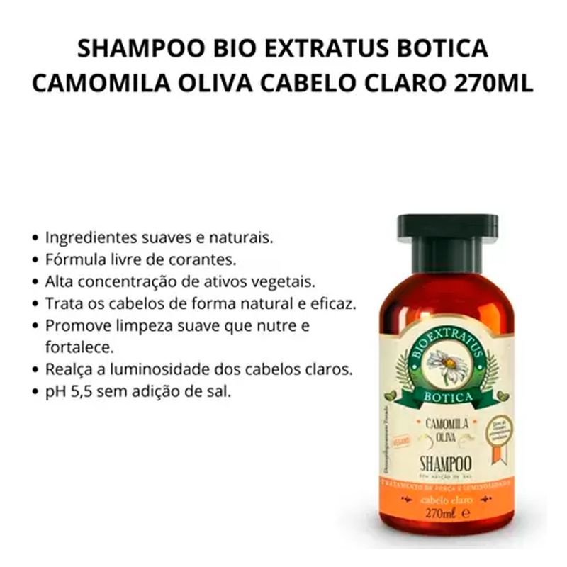 Shampoo Bio Extratus Botica Camomila 270ml - Lojas Rede
