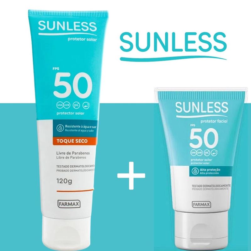 Kit Protetor Solar Corporal Sunless FPS 50 120g E Protetor Solar Facial ...