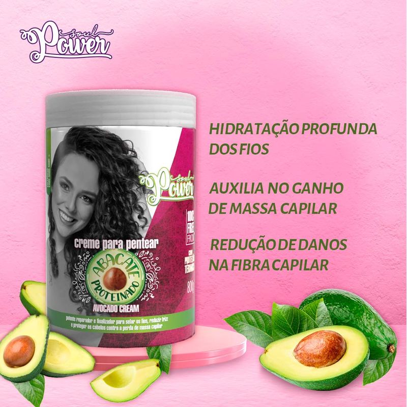 Kit Creme de Pentear Soul Power Abacate Cream 800g e Acidificante Soul ...