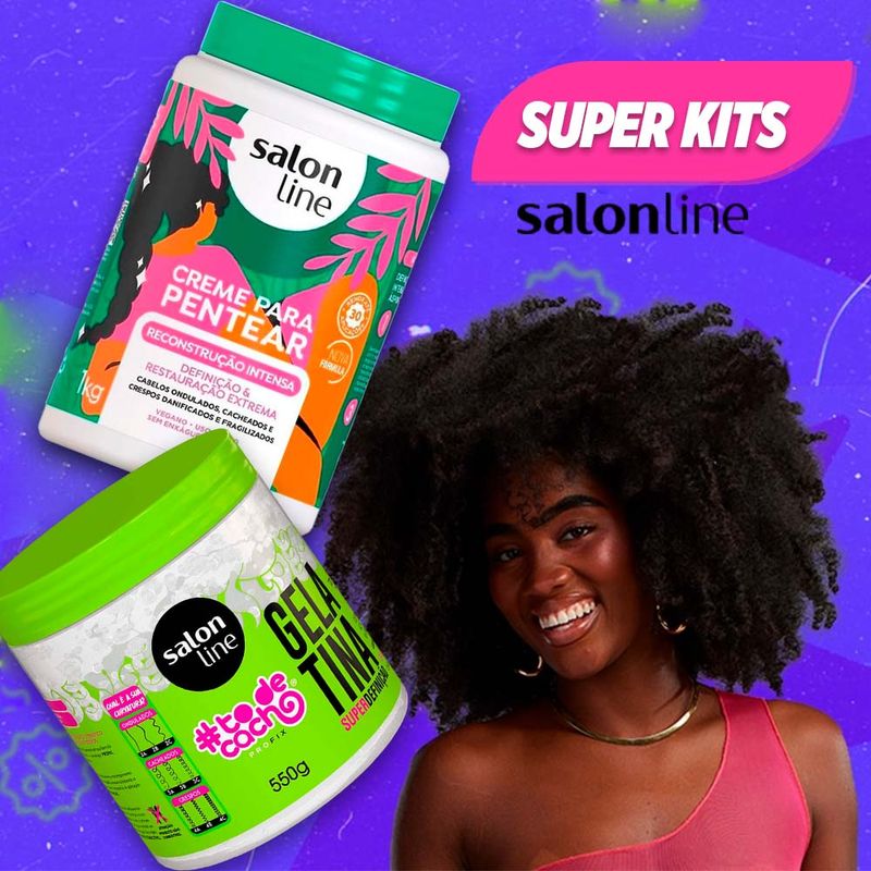 Kit Creme De Pentear Salon Line Reconstrução Intensa 1kg e Gelatina ...