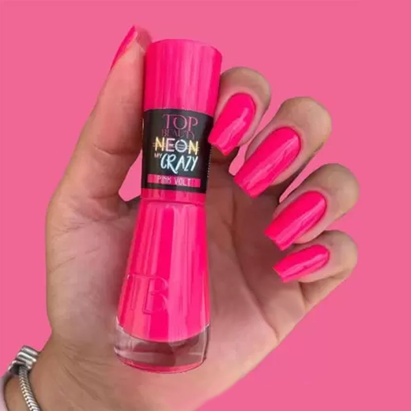 Esmalte Neon Crazy Pink Volt Top Beauty Premium - Lojas Rede