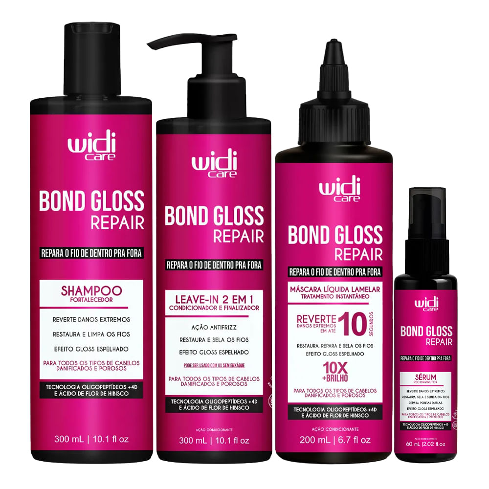 Kit Widi Care Shampoo + Máscara + Leave-In + Sérum Bond Gloss Repair ...