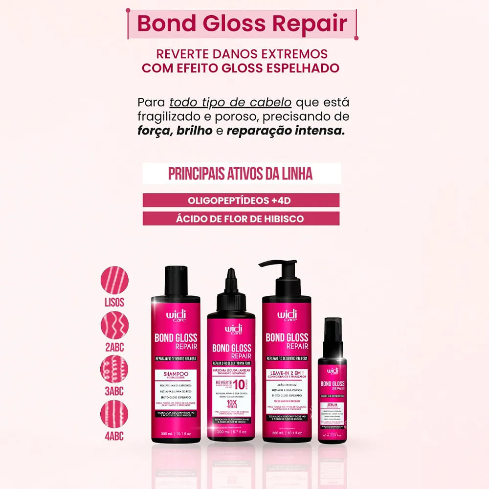 Kit Widi Care Shampoo + Máscara + Leave-In + Sérum Bond Gloss Repair ...